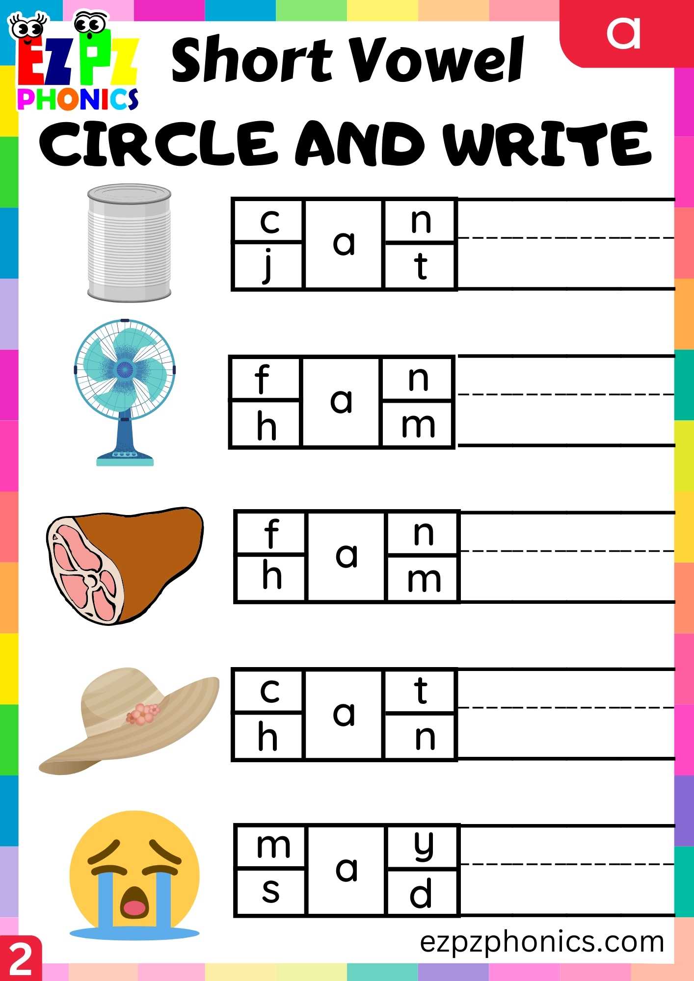 Group2 A Words Circle And Write Short Vowel CVC Words - ezpzphonics.com Group2 A Words Circle And Write Short Vowel CVC Words - ezpzphonics.com